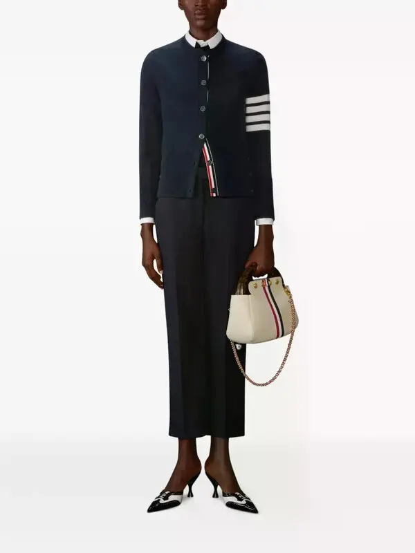 Thom Browne Navy Wool 4-bar Intarsia Cardigan