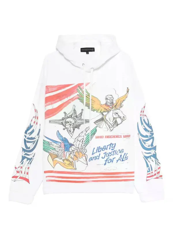 WHO DECIDES WAR Liberty Graphic-print Hoodie - White