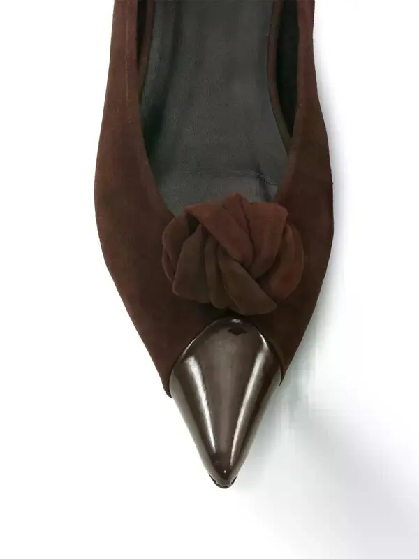 ROTATE BY BIRGER CHRISTENSEN Knot-appliqué Ballet Flats - Brown