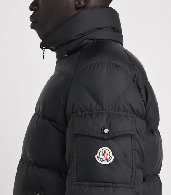 Moncler Cropped Down Puffer Jacket With Faux Fur Trim