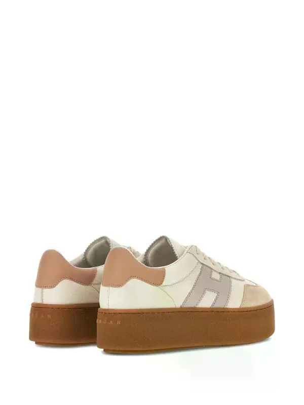 Hogan H698 Leather Platform Sneakers - Neutrals