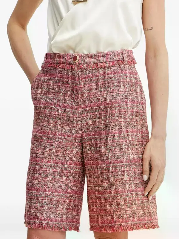 MARCIANO Tweed Effect Frayed Shorts