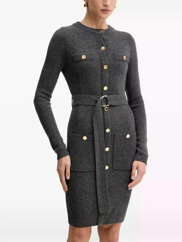 MARCIANO Belted Mini Dress With Gold-tone Buttons