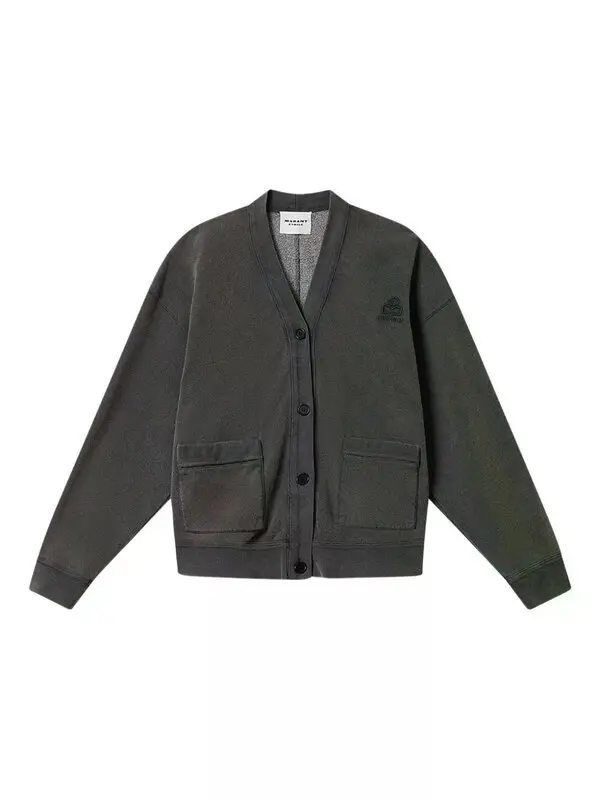 MARANT ETOILE Stephy Embroidered V-neck Cardigan - Grey