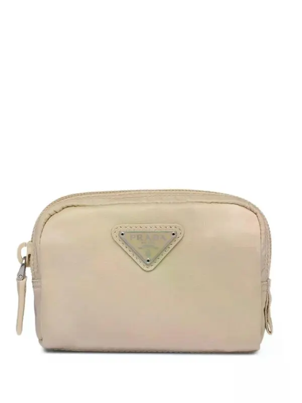 Prada Logo-detail Zip Micro Pouch - Neutrals