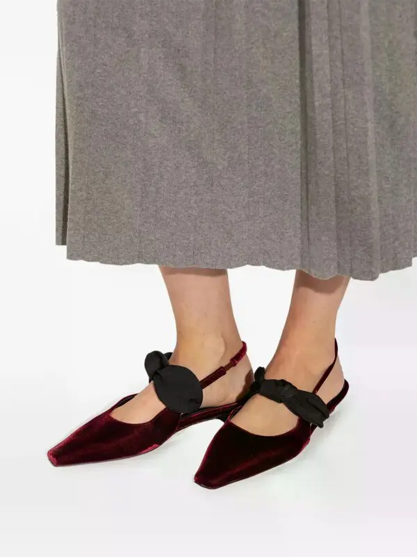 NEOUS Burgundy Bow Slingback Pumps - Black