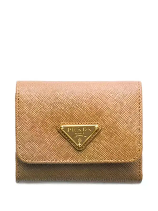 Prada Triangle-logo Saffiano Leather Wallet - Neutrals