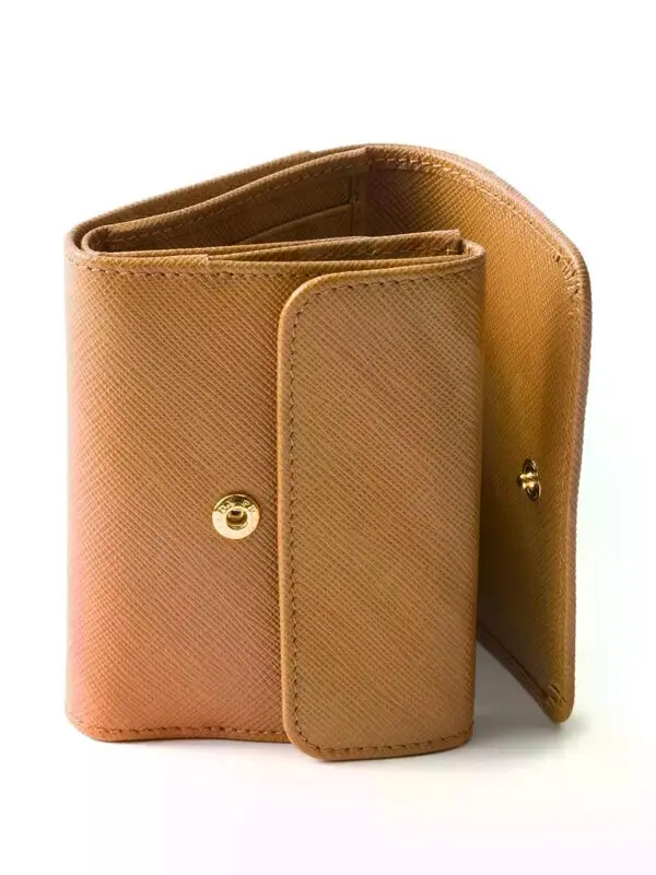 Prada Triangle-logo Saffiano Leather Wallet - Neutrals