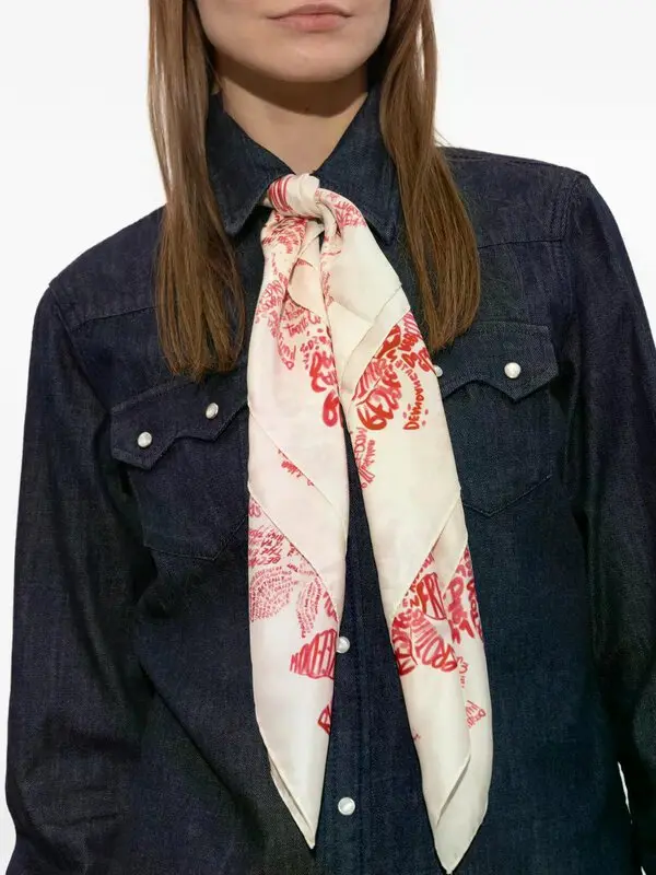 Dsquared2 Floral-print Silk Scarf - Neutrals