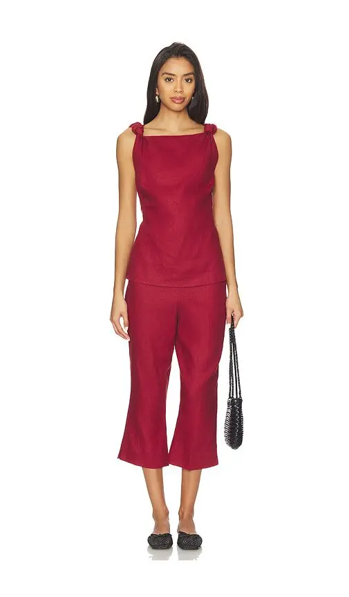 Faithfull The Brand Flor Linen Top - Burgundy