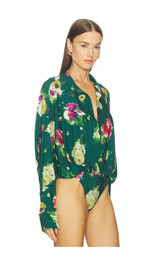 Norma Kamali Super Oversized Boyfriend Shirt Bodysuit