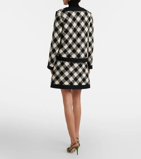 Valentino Garavani Cotton And Wool-blend Tweed Miniskirt With Checked Pattern