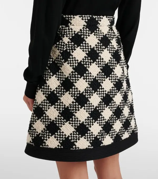 Valentino Garavani Cotton And Wool-blend Tweed Miniskirt With Checked Pattern