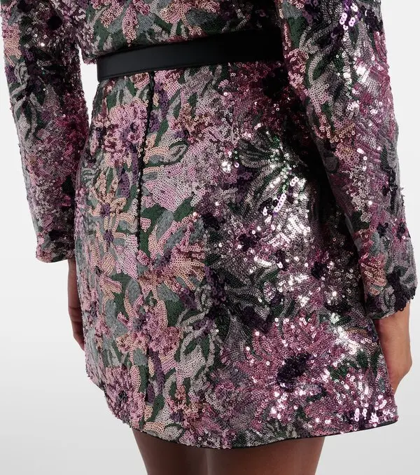 SELF-PORTRAIT Floral Sequined Mini Skirt
