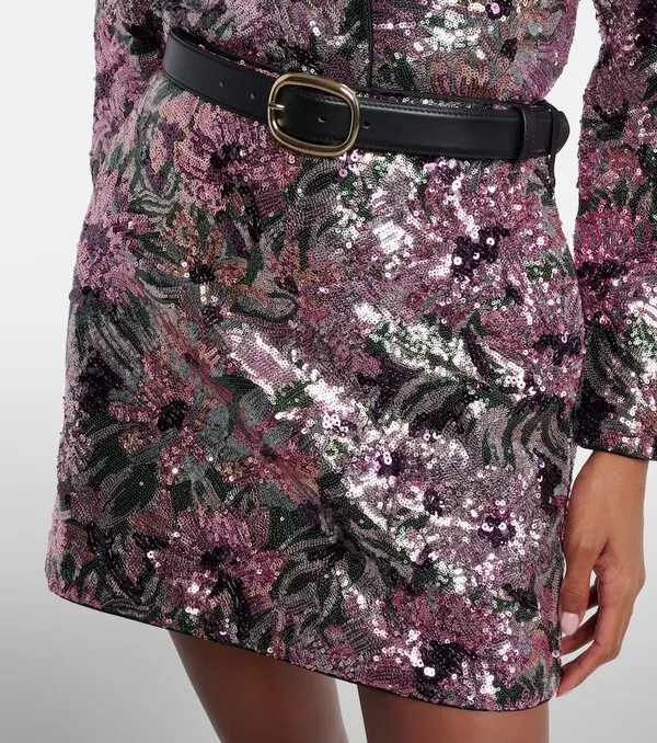 SELF-PORTRAIT Floral Sequined Mini Skirt