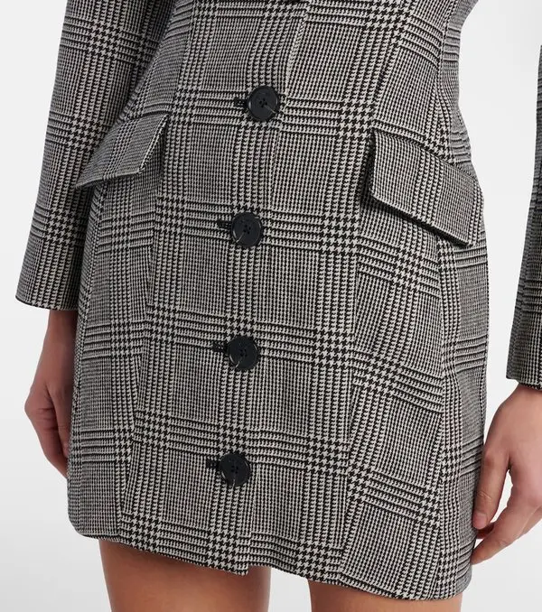 SELF-PORTRAIT Checked Wool-blend Minidress