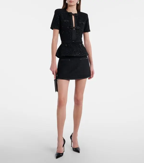 SELF-PORTRAIT Sequined Knitted Top With Bow Detail