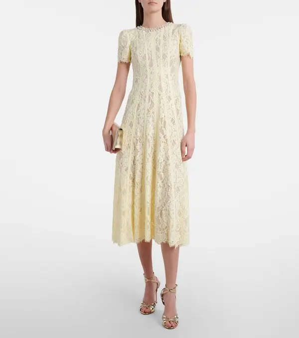 SELF-PORTRAIT Embellished Lace Midi Dress