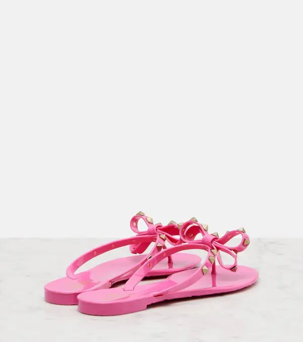 Valentino Garavani Rockstud Bow Detail Thong Sandals - Pink