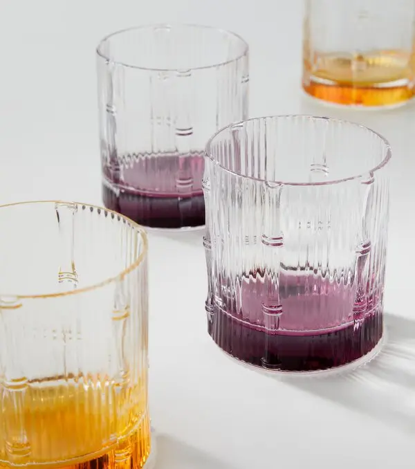 La DoubleJ Bamboo Set Of 2 Crystal Tumblers
