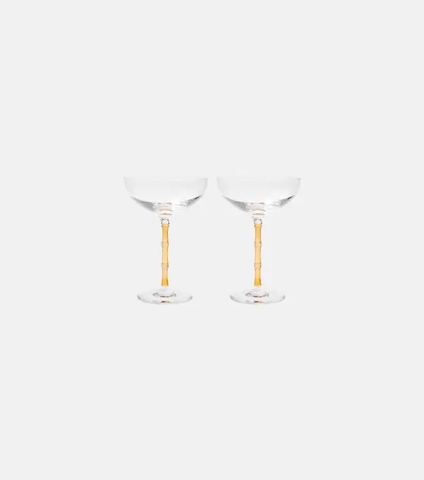 La DoubleJ Bamboo Set Of 2 Crystal Champagne Coupes - Transparent