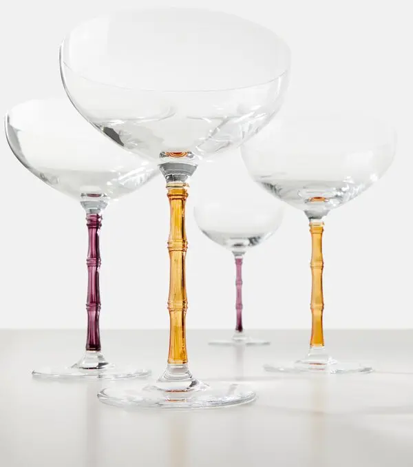 La DoubleJ Bamboo Set Of 2 Crystal Champagne Coupes - Transparent