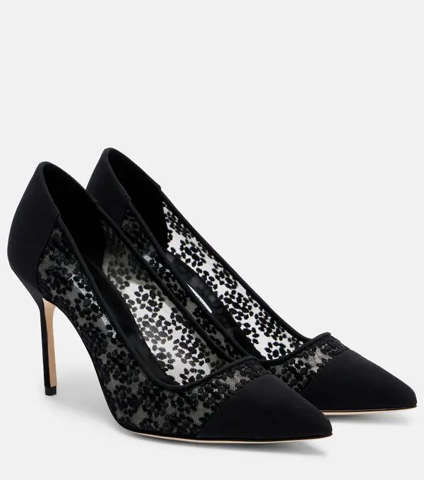 Manolo Blahnik Capcour 90 Lace Pumps - Black