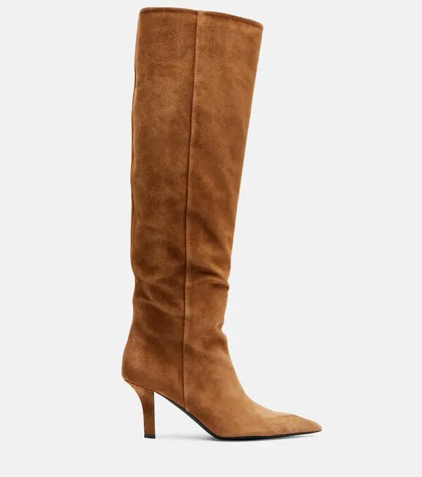 Amina Muaddi Christine 80 Suede Knee-high Boots