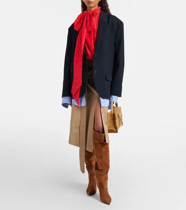 Amina Muaddi Christine 80 Suede Knee-high Boots