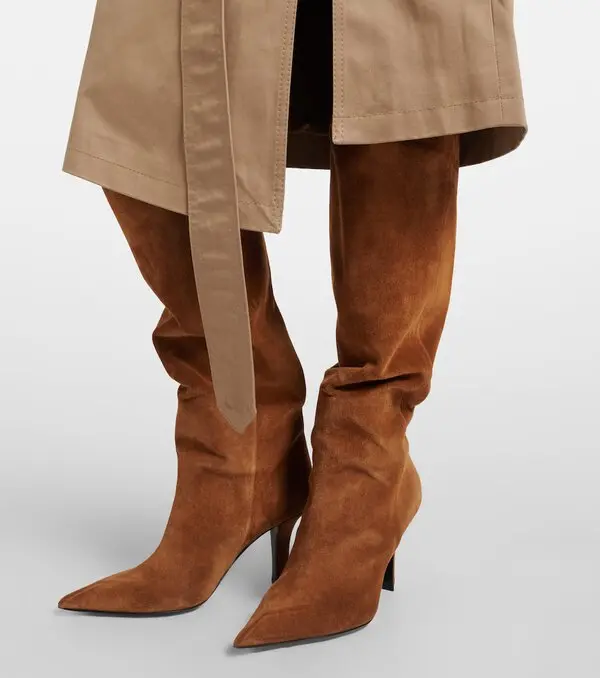 Amina Muaddi Christine 80 Suede Knee-high Boots