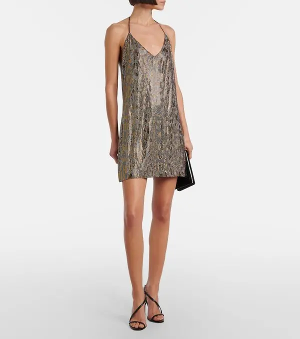 Roberto Cavalli Embellished Halterneck Slip Dress