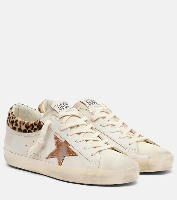 GOLDEN GOOSE Super-star Calf Hair-trimmed Suede Trainers - White