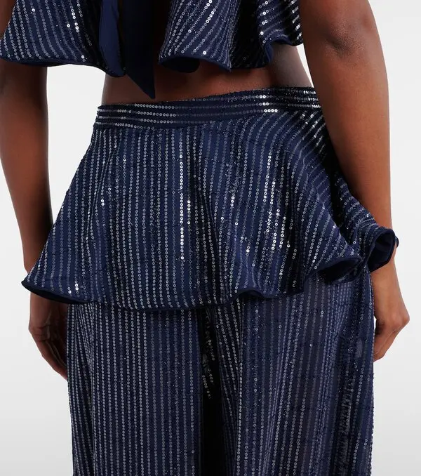 ADRIANA DEGREAS Sequined Wide-leg Trousers