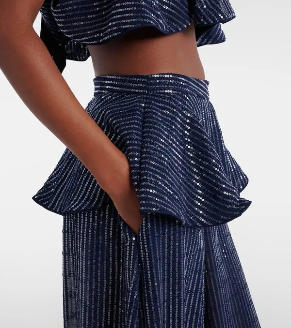 ADRIANA DEGREAS Sequined Wide-leg Trousers