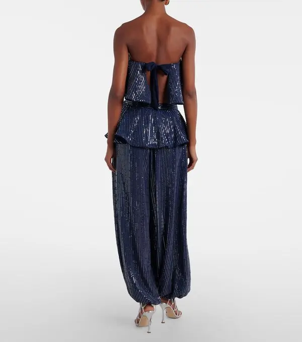 ADRIANA DEGREAS Sequined Wide-leg Trousers