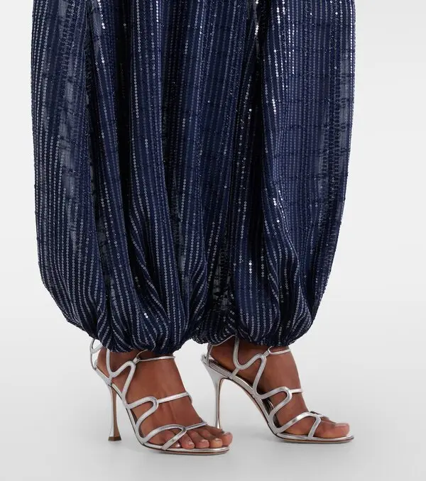 ADRIANA DEGREAS Sequined Wide-leg Trousers