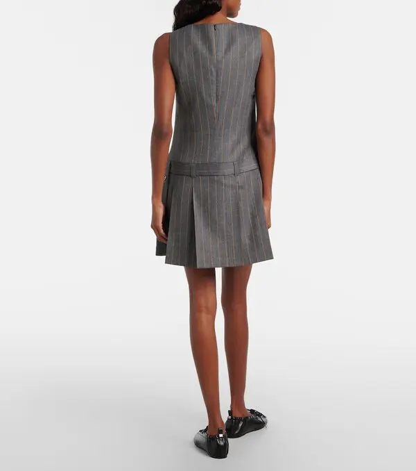 GANNI Belted Pinstripe Mini Dress