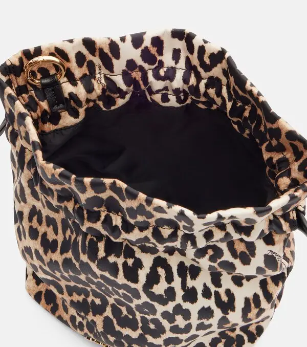 GANNI Leopard-print Pouch - Brown