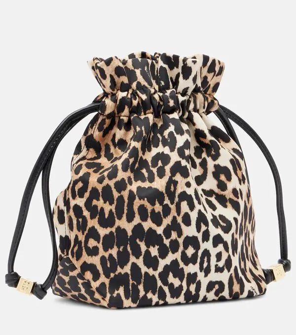 GANNI Leopard-print Pouch - Brown
