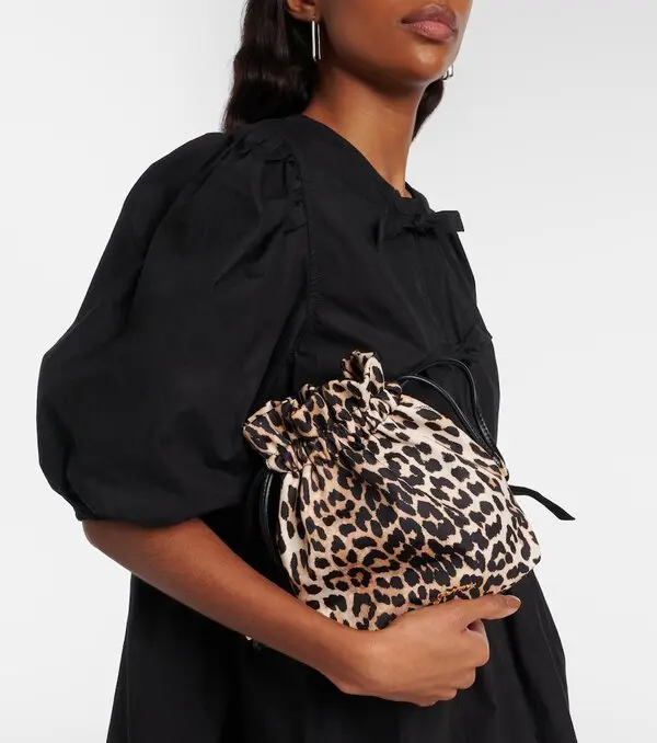 GANNI Leopard-print Pouch - Brown
