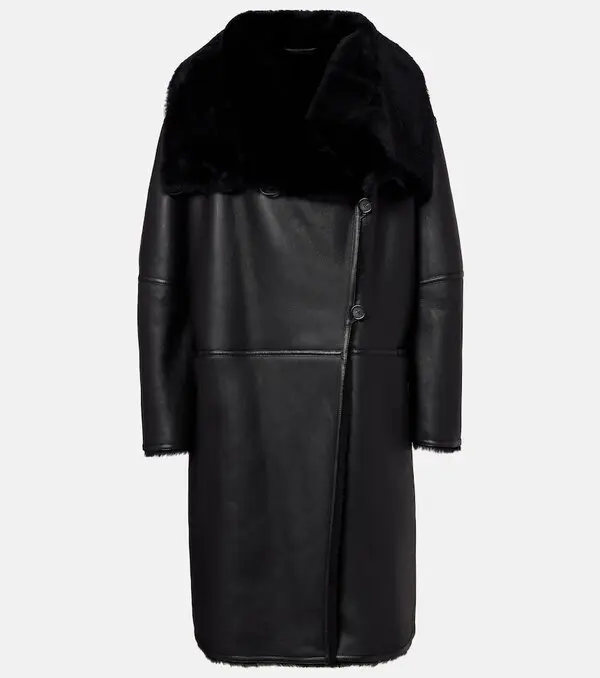 TOTEME Shearling-lined Leather Coat - Black