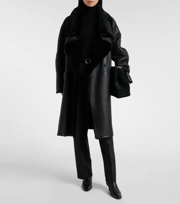 TOTEME Shearling-lined Leather Coat - Black