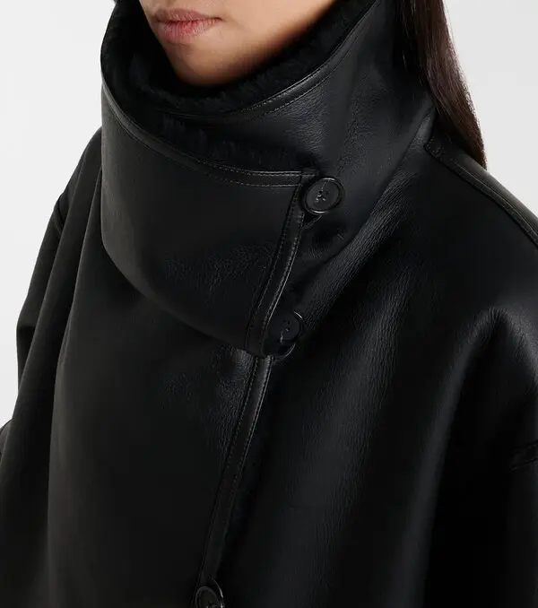 TOTEME Shearling-lined Leather Coat - Black