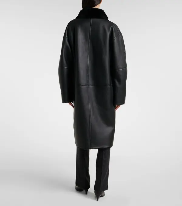TOTEME Shearling-lined Leather Coat - Black