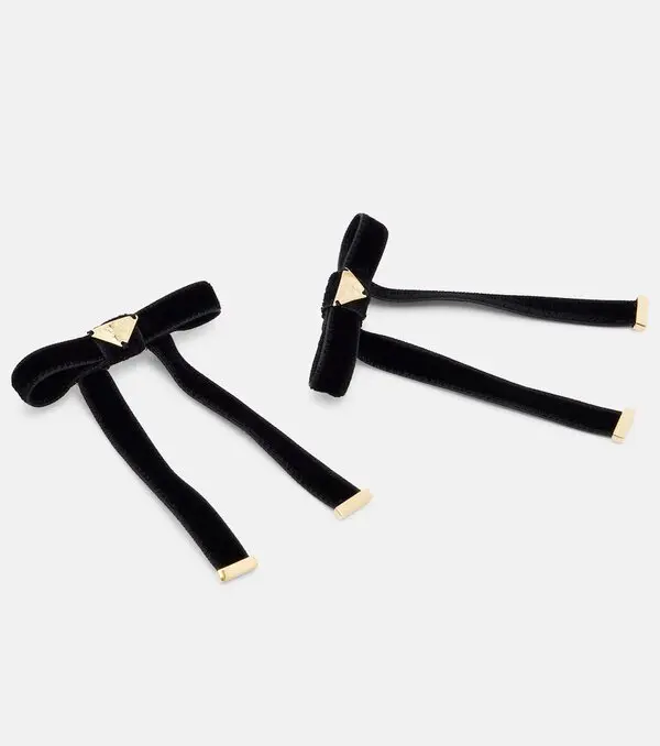 Prada Set Of 2 Bow-detail Velvet Barrette Hair Clips