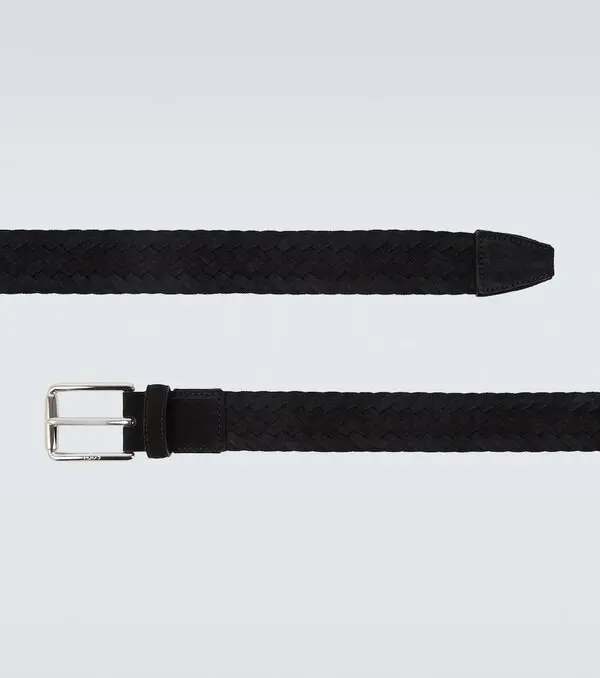 TOD'S Braided Suede Belt - Black