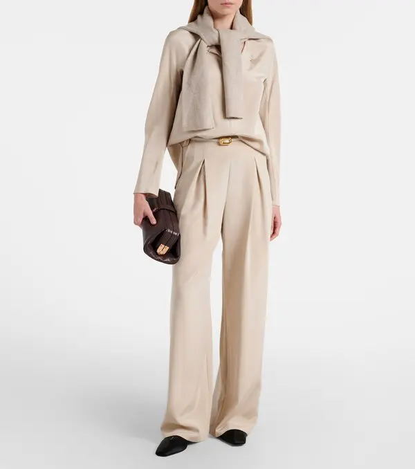 Max Mara Mitico Silk-blend Blouse - Beige