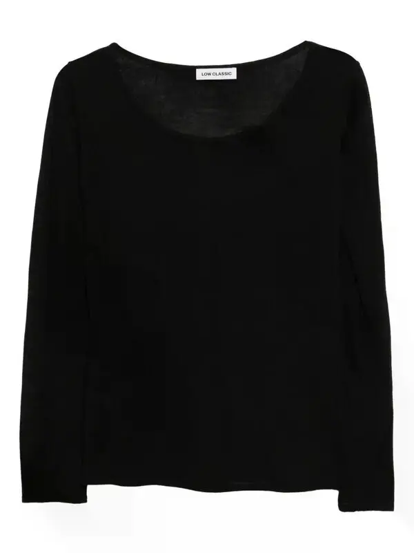 LOW CLASSIC Round Neck Knitted Top - Black