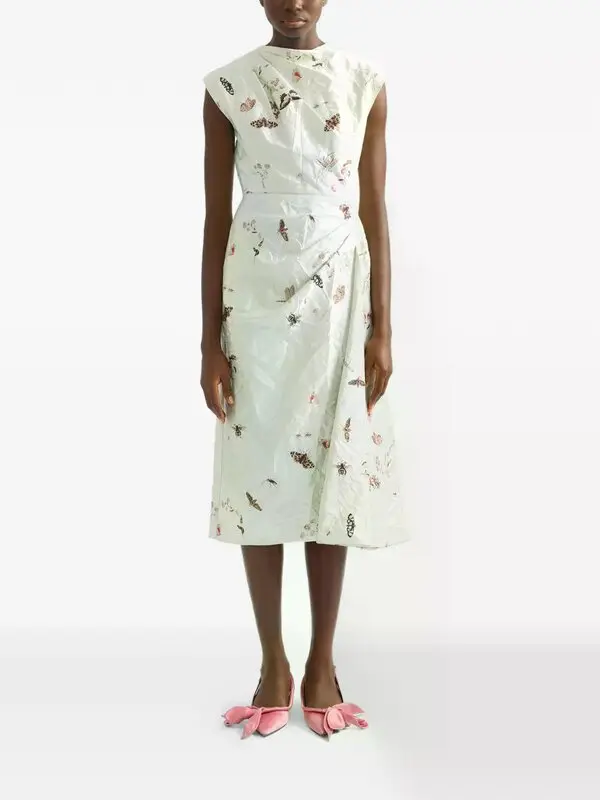 Erdem Draped Printed Midi Dress