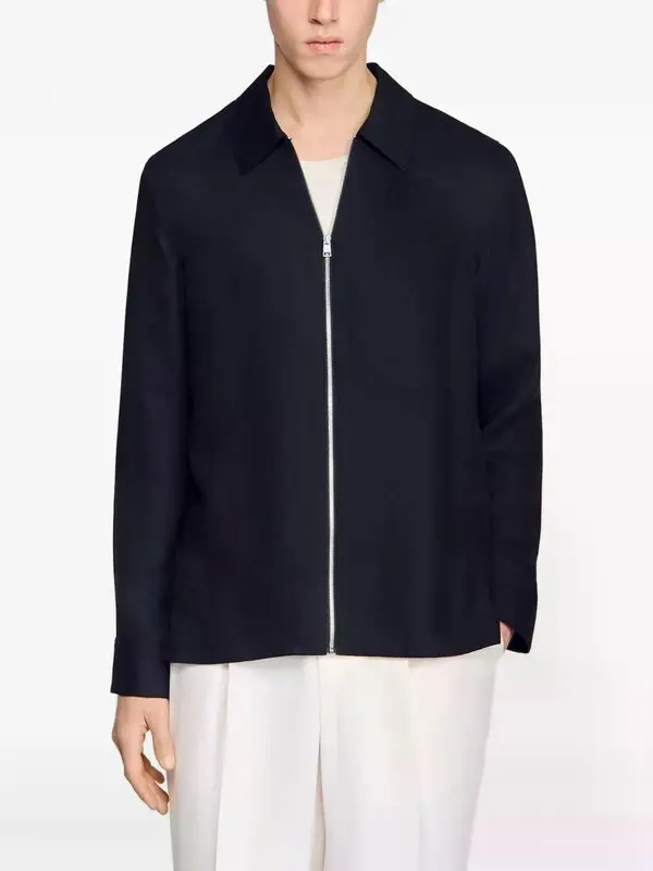 Sandro Loose-fit Zip-up Shirt - Black